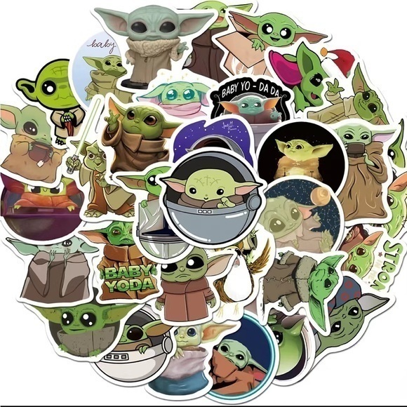 Office | 5 Pieces Baby Yoda Stickernonderived Water Bottle Notebook ...